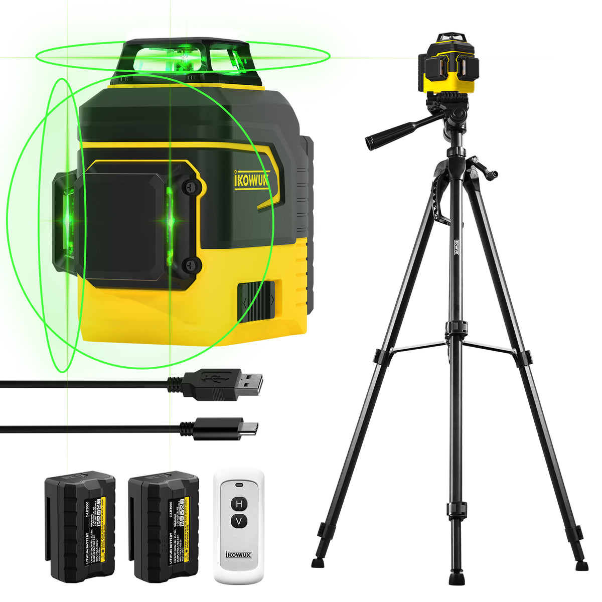 IKOVWUK Laser Level with Tripod, Laser Level 3x360° Self Leveling 12 G